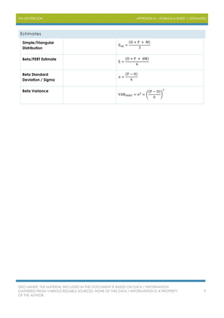 PM Notebook - Appendix H - Formula Sheet | PDF