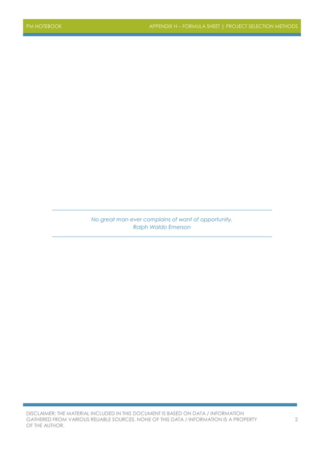 PM Notebook - Appendix H - Formula Sheet | PDF