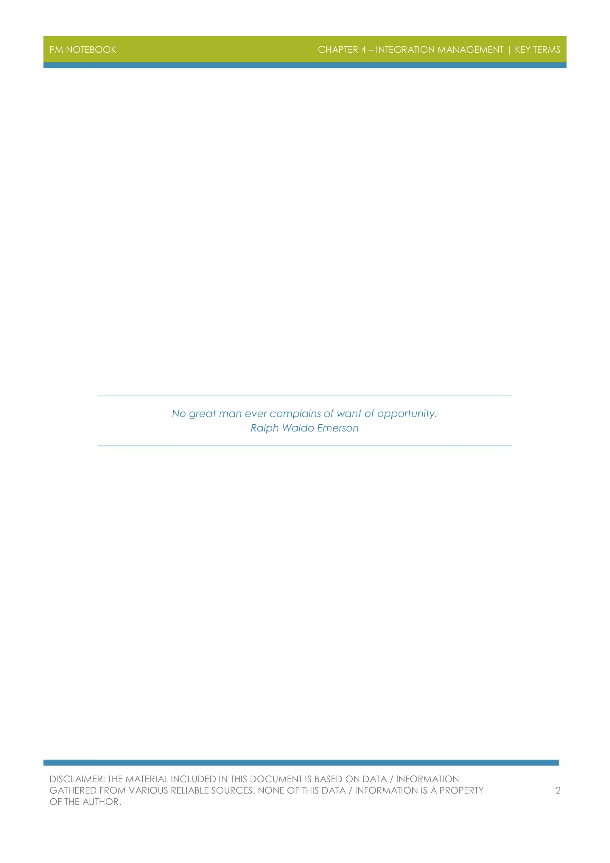 PM Notebook - Chapter 4: Integration Management | PDF