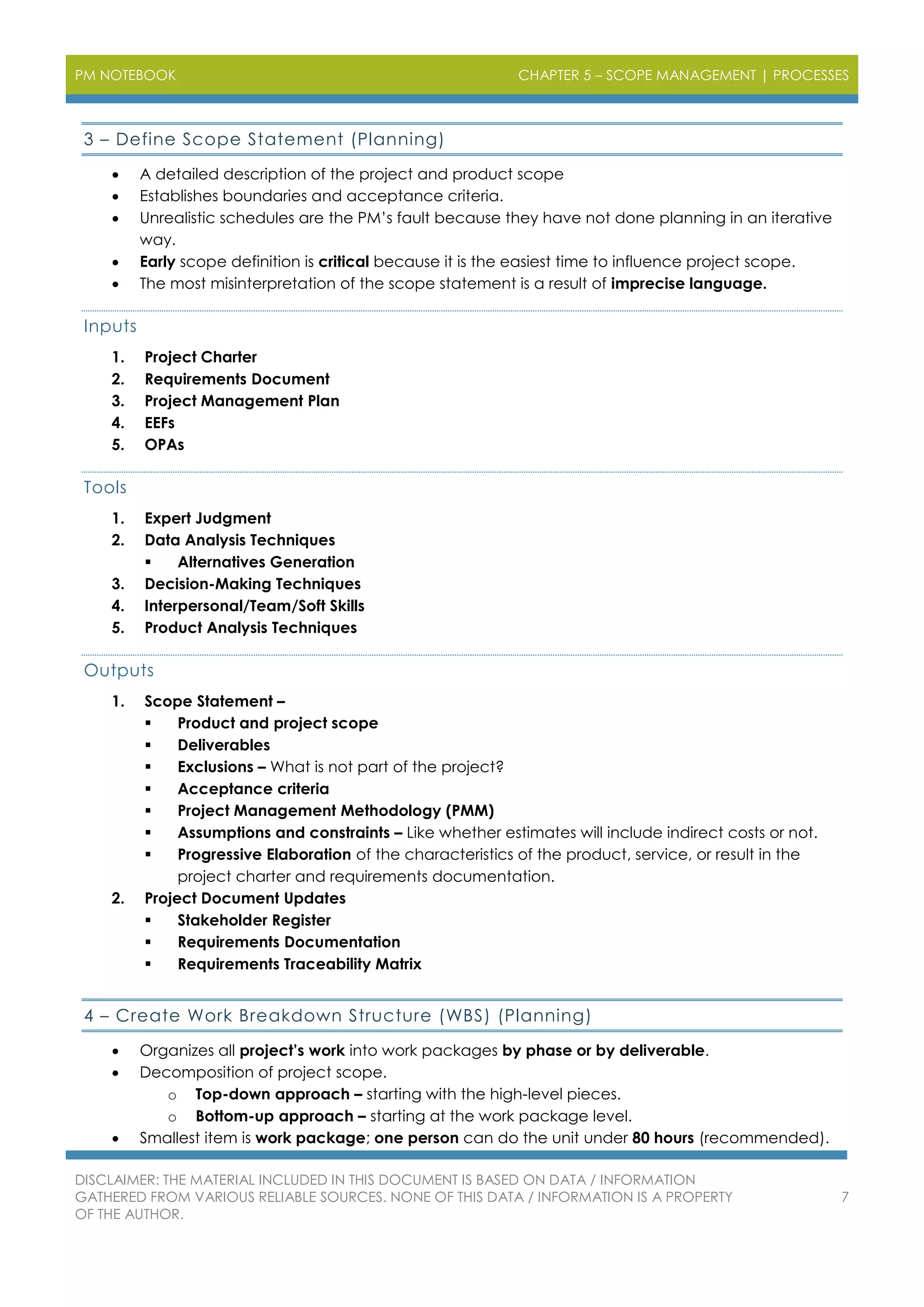 PM Notebook - Chapter 5 - Scope Management | PDF