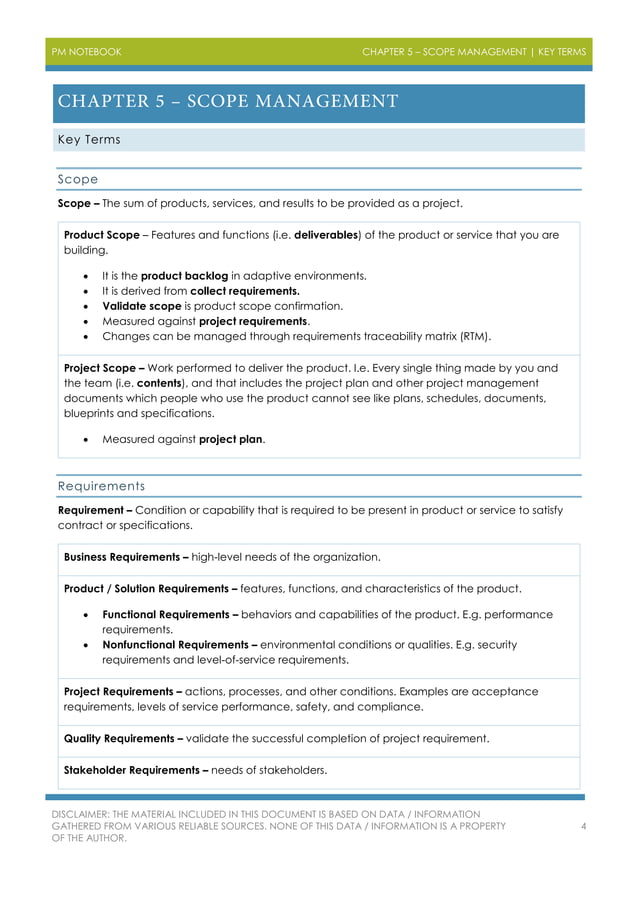 PM Notebook - Chapter 5 - Scope Management | PDF