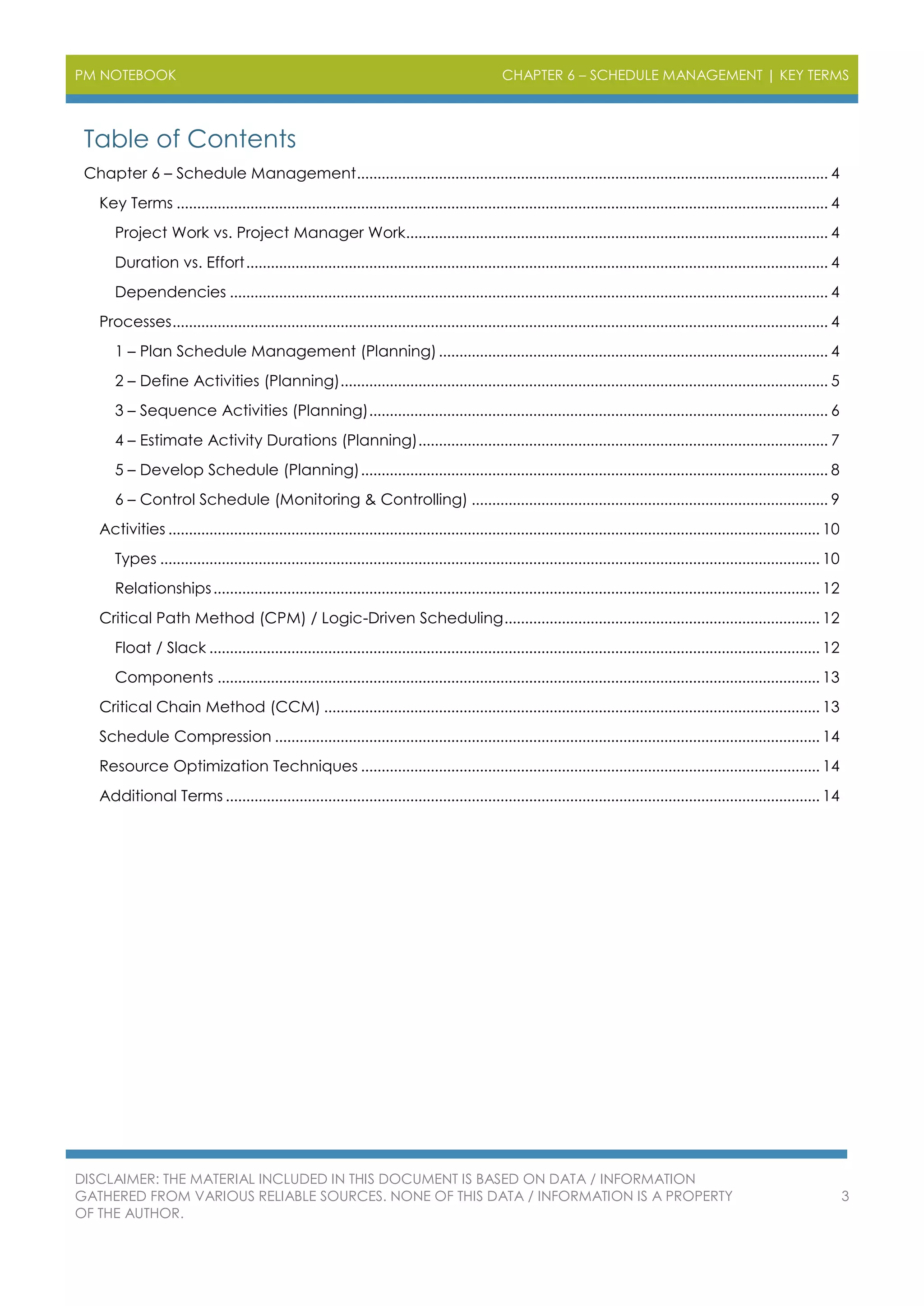 PM Notebook - Chapter 6 - Schedule Management | PDF