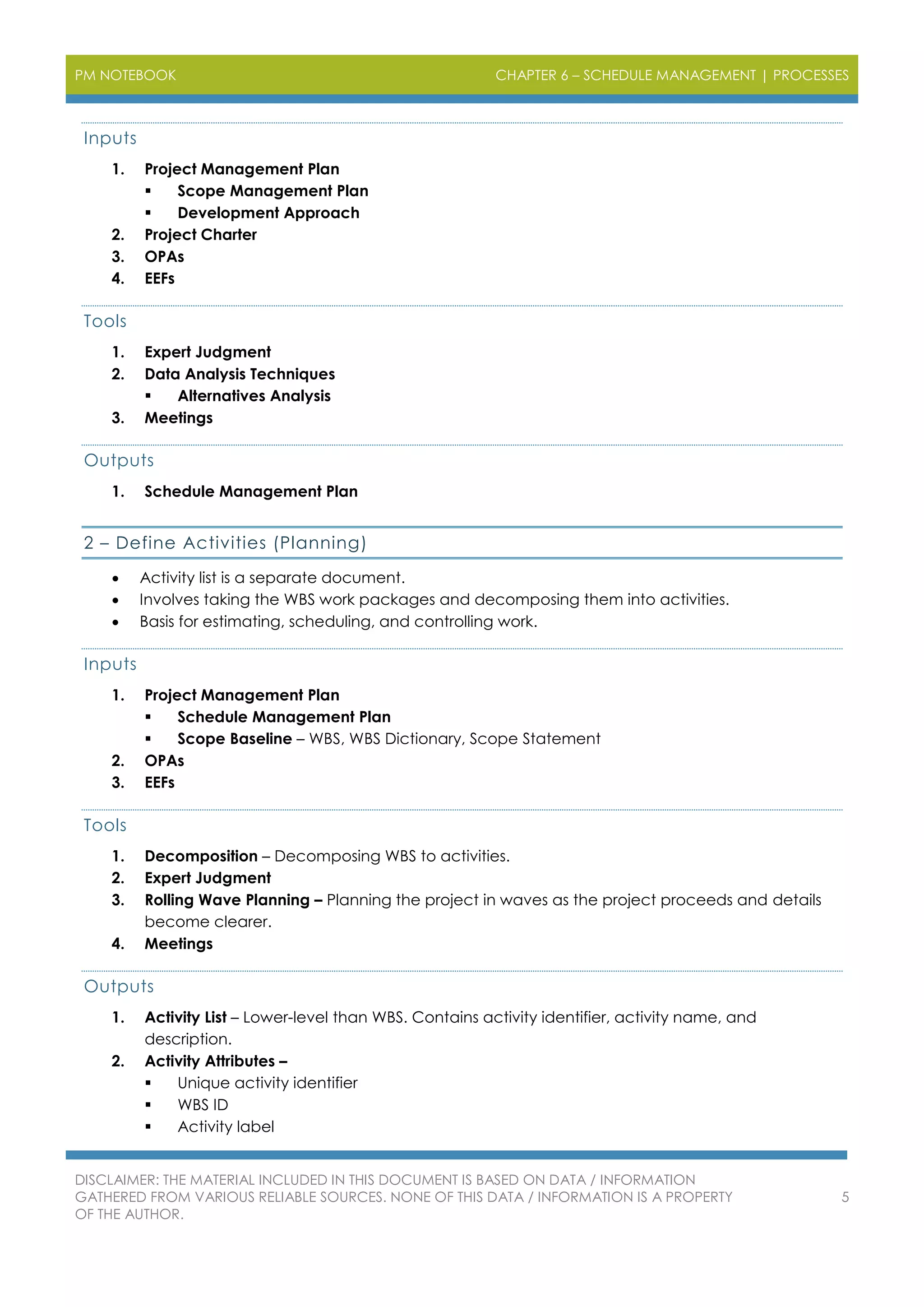 PM Notebook - Chapter 6 - Schedule Management | PDF