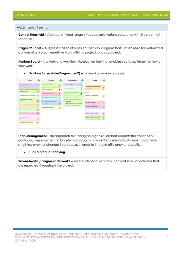PM Notebook - Chapter 6 - Schedule Management | PDF