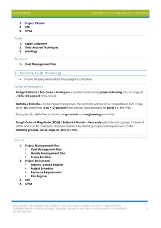 PM Notebook - Chapter 7 - Cost Management | PDF
