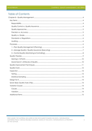 PM Notebook - Chapter 8: Quality Management | PDF