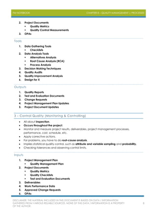 PM Notebook - Chapter 8: Quality Management | PDF