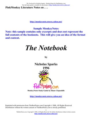 Pm notebook nicholassparkssample | PDF