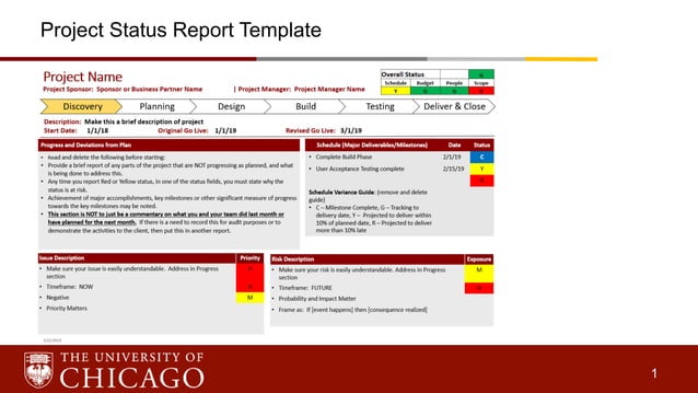 PMO Monthly Status-Report Template for Project manager | PPTX