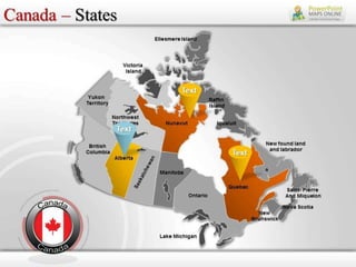 Stunning Map Of Canada For Presentation | PPTX