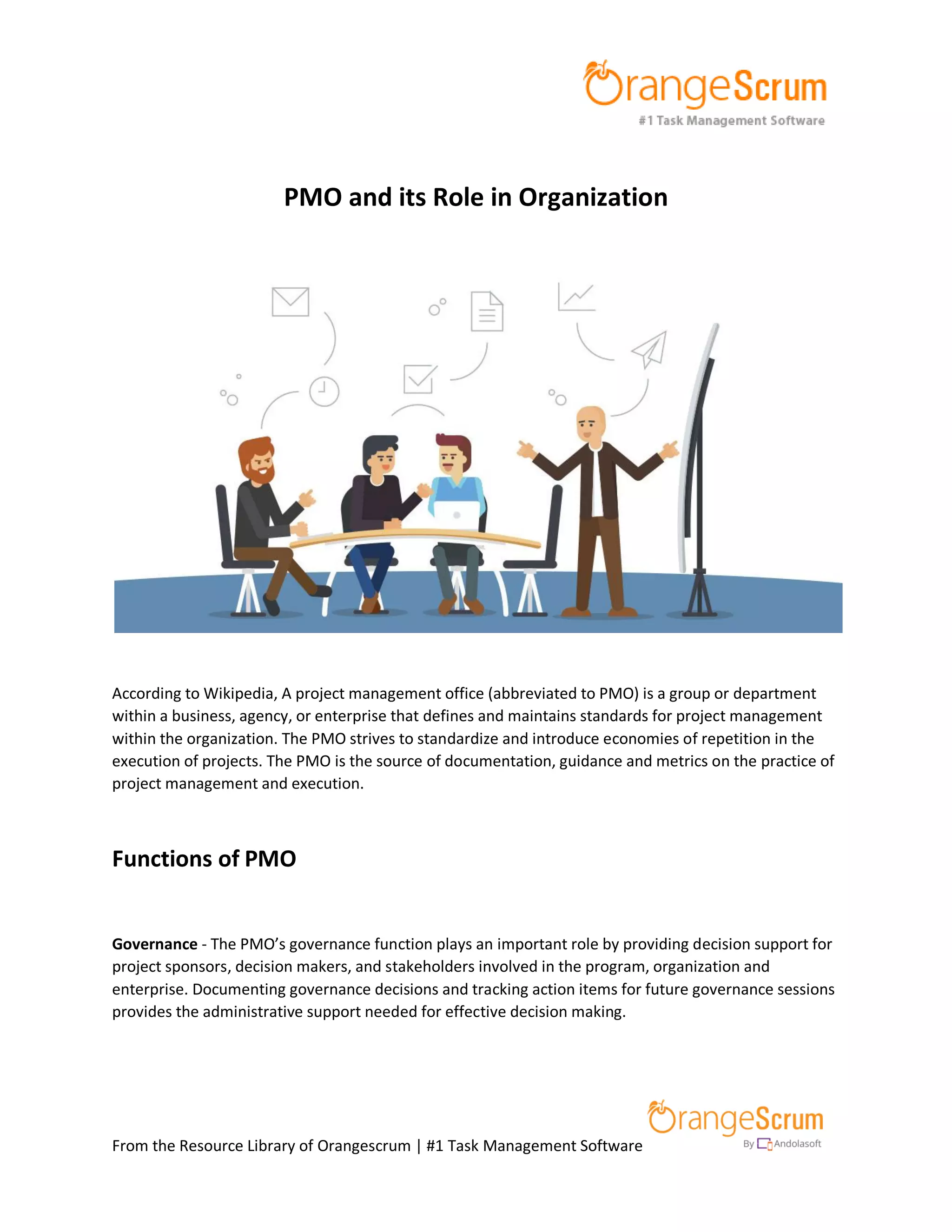 PMO and Its role in Organization Orangescrum Tutorial | PDF