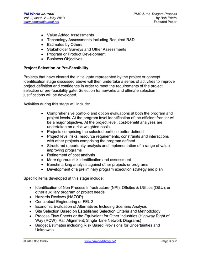 PMO and Tollgate Process | PDF
