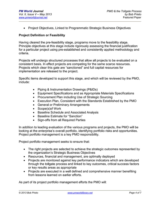 PMO and Tollgate Process | PDF