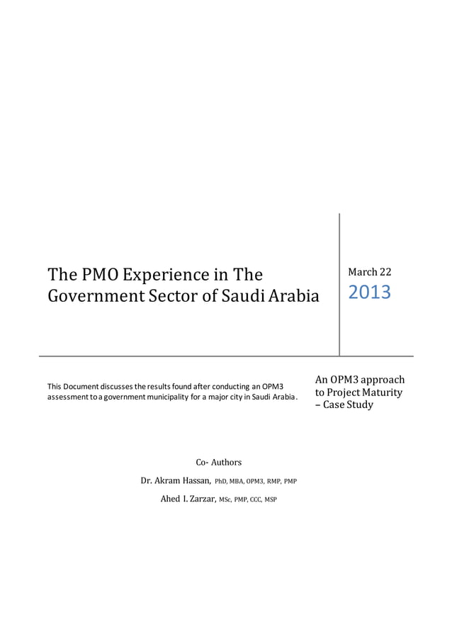 PMO assessment using OPM3 model | PDF
