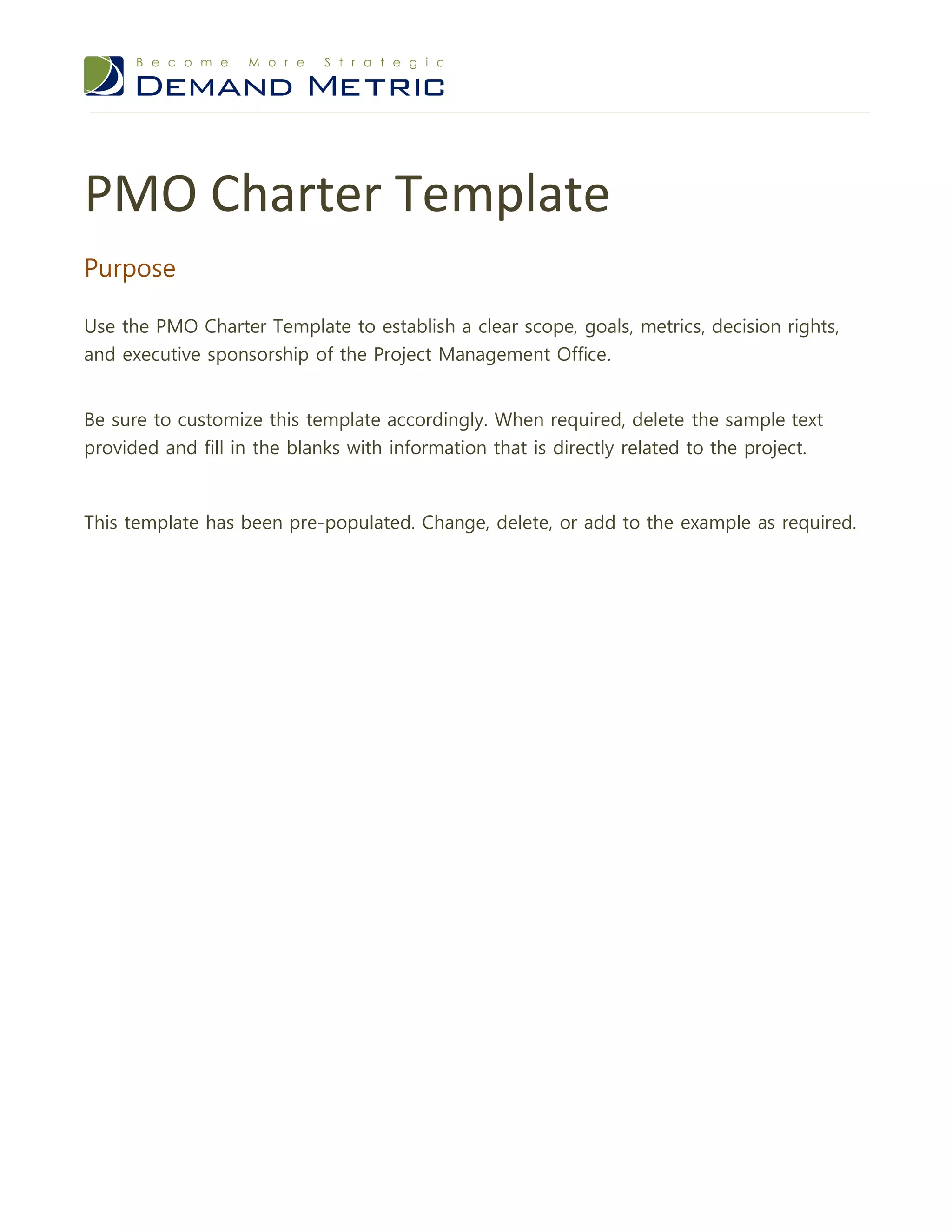 PMO Charter Template | PDF