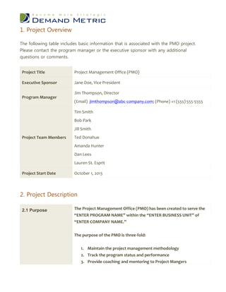 PMO Charter Template | PDF