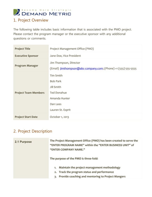 PMO Charter Template | PDF