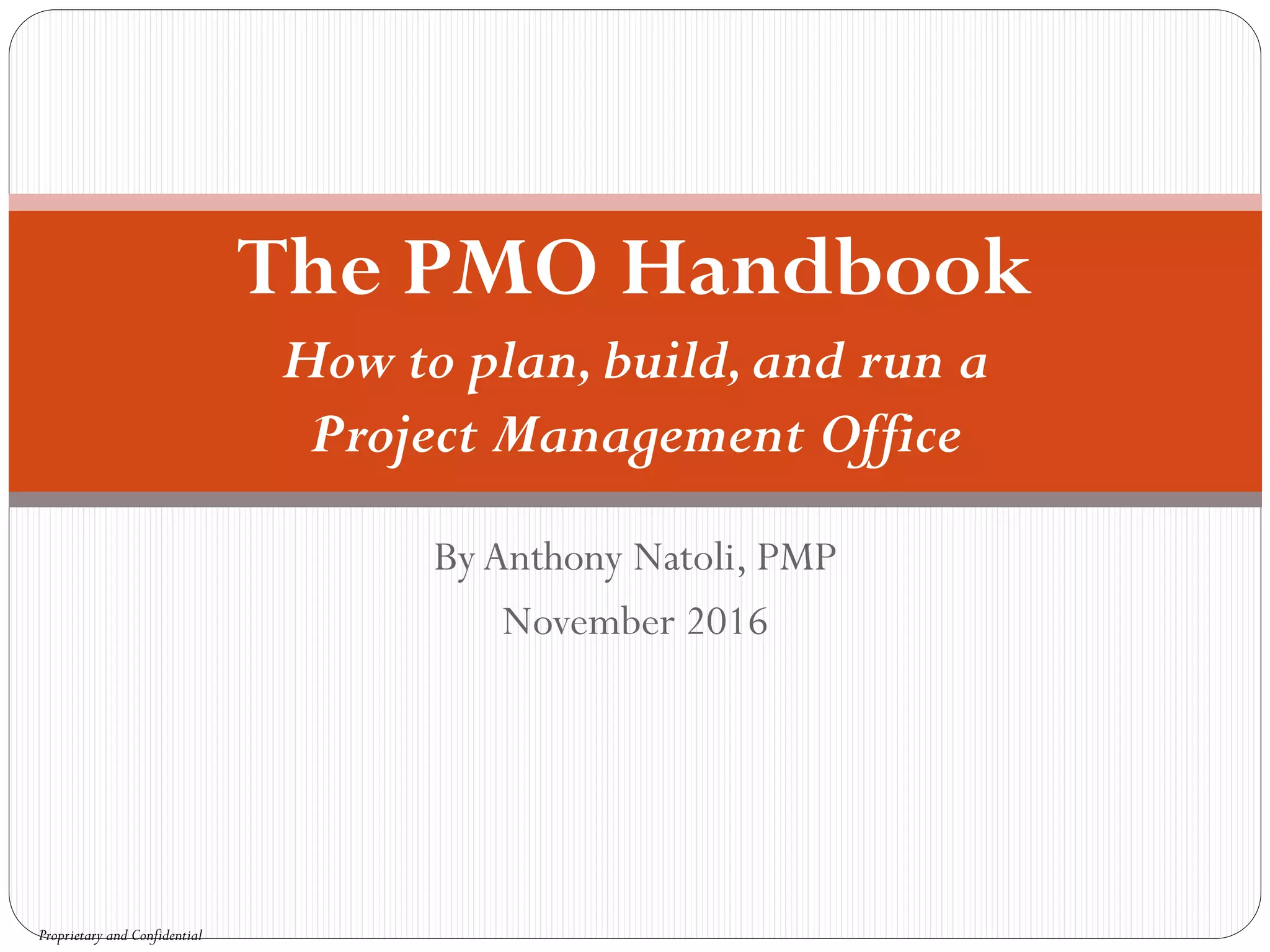 PMO Handbook - How to Plan, Build, and Run a PMO | PDF