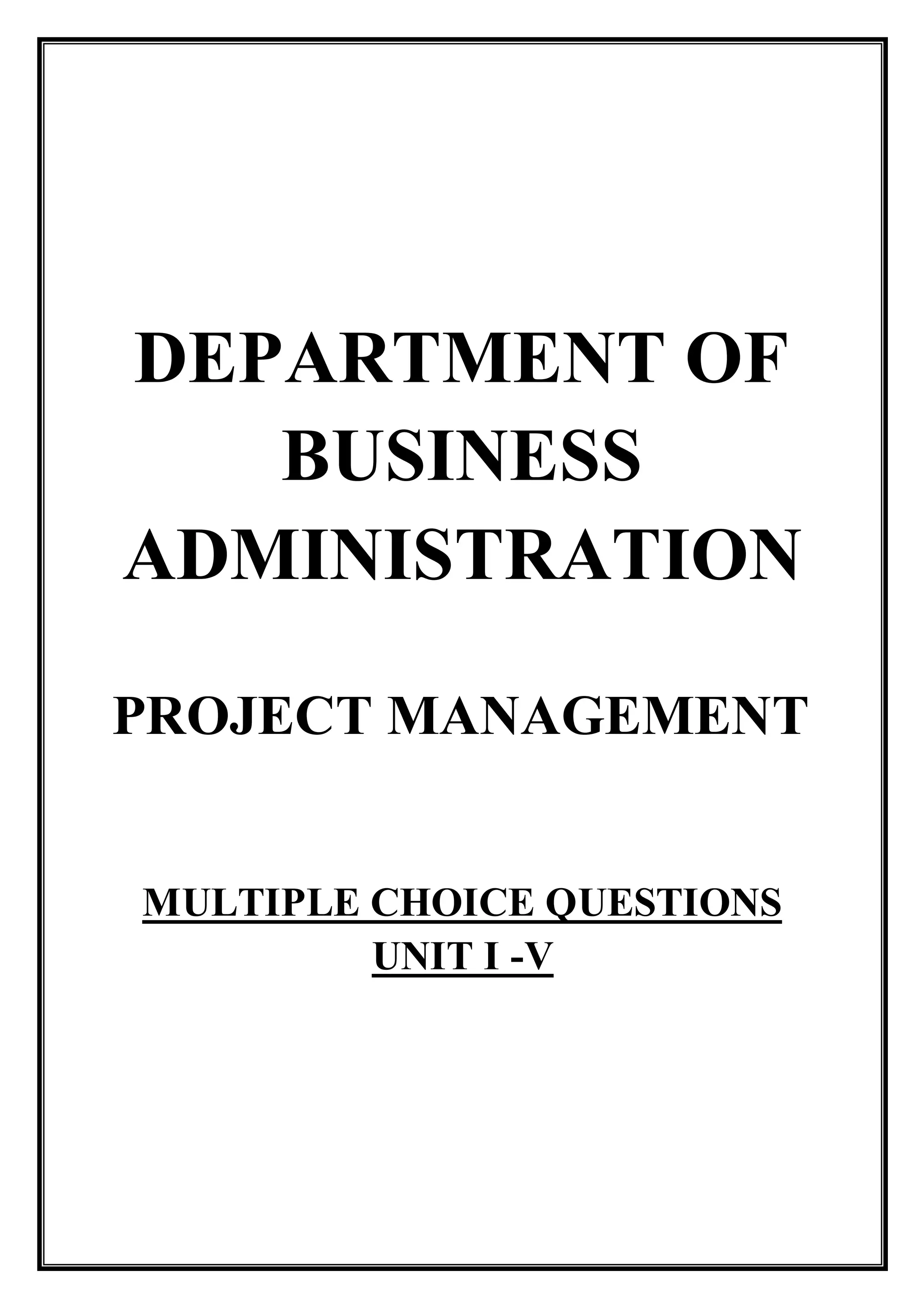 Project Management Multiple Choice Questions | PDF Project Management Multiple Choice Questions | PDF