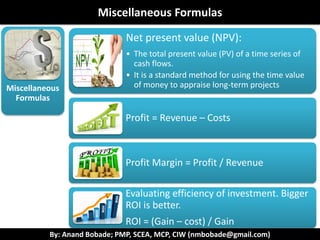 PMP Key Exam Concepts - Formulas | PDF