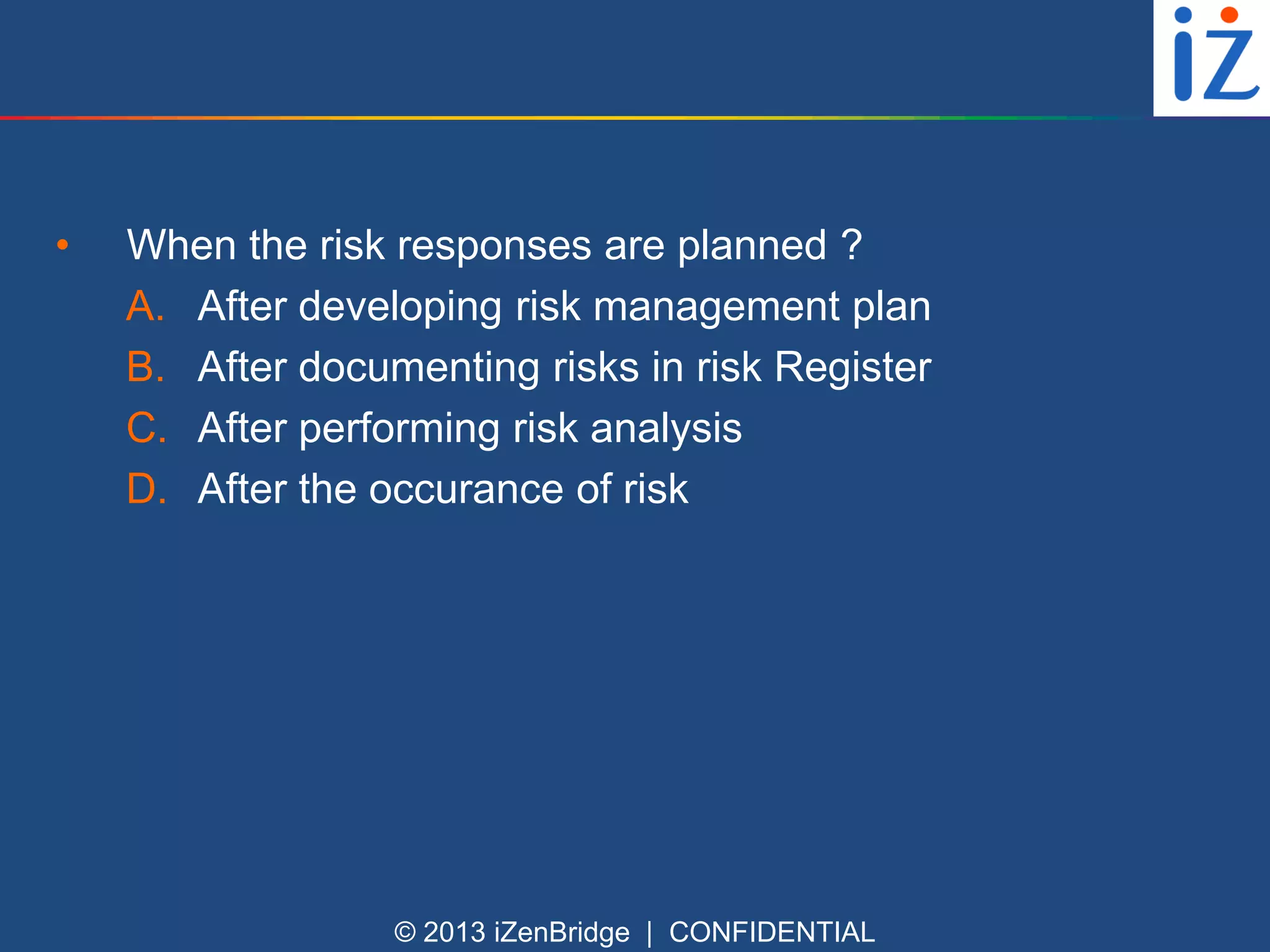 Plan Risk Responses : PMP : Project Risk Management | PDF