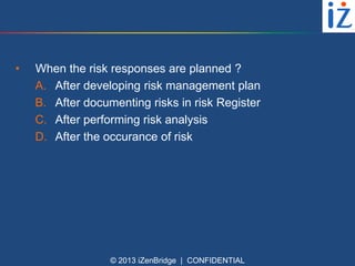 Plan Risk Responses : PMP : Project Risk Management | PDF