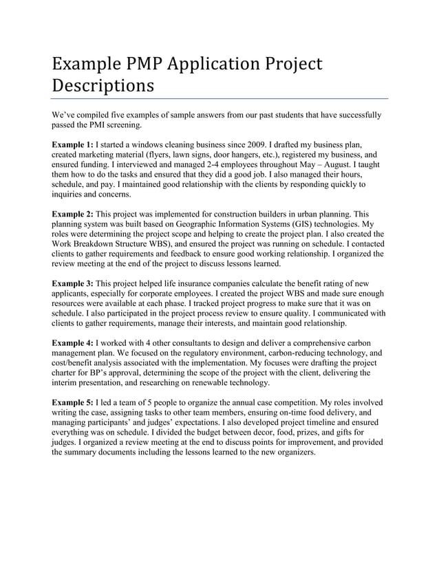 RELLENAR TU SOLICITUD DE PMP EJEMPLOS | PDF