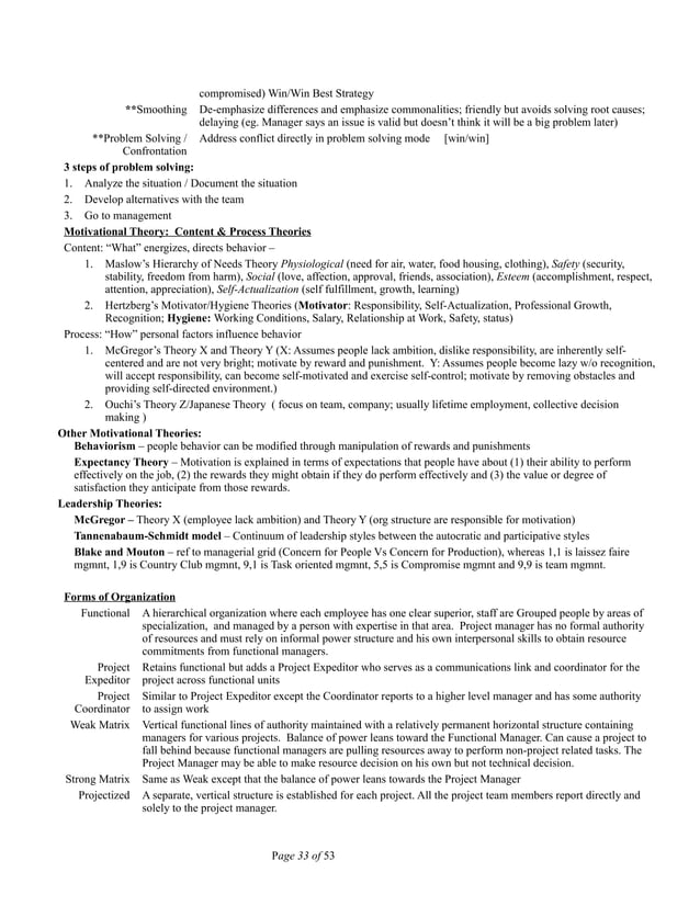 Pmp study-notes | PDF | Business Administration | Business