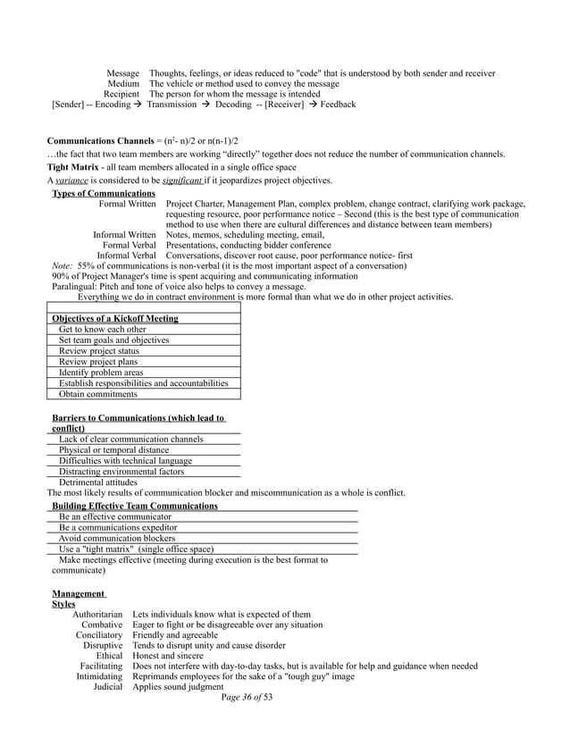 Pmp study-notes | PDF | Business Administration | Business