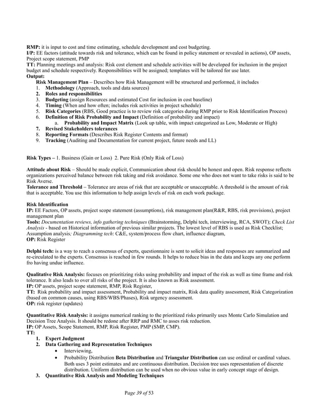 Pmp study-notes | PDF | Business Administration | Business