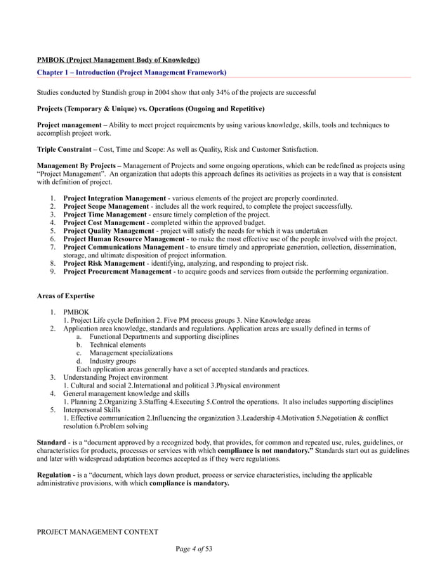 Pmp study-notes | PDF | Business Administration | Business