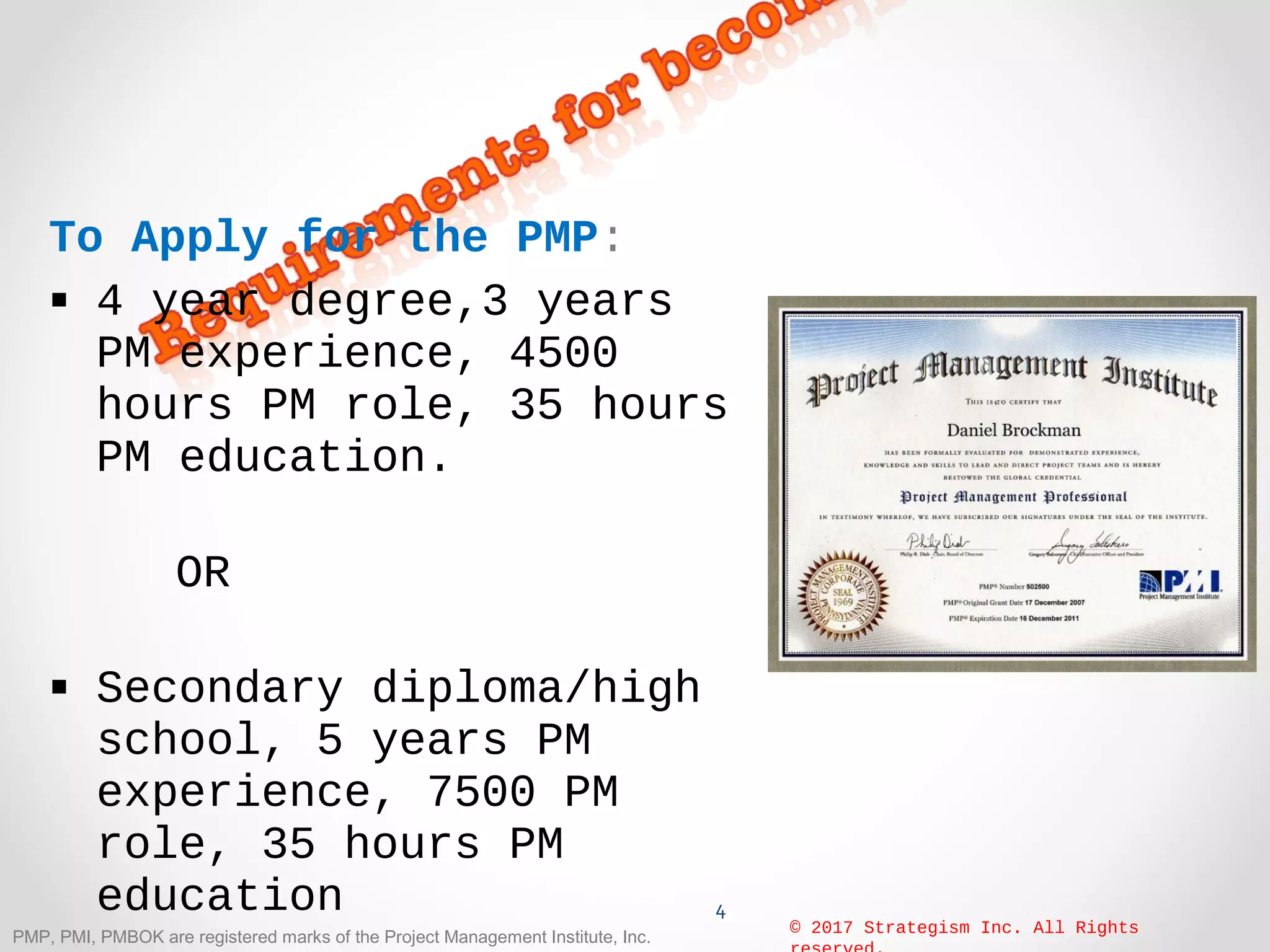 Pmp bootcamp structure2017 | PPT | Business | Business and Finance