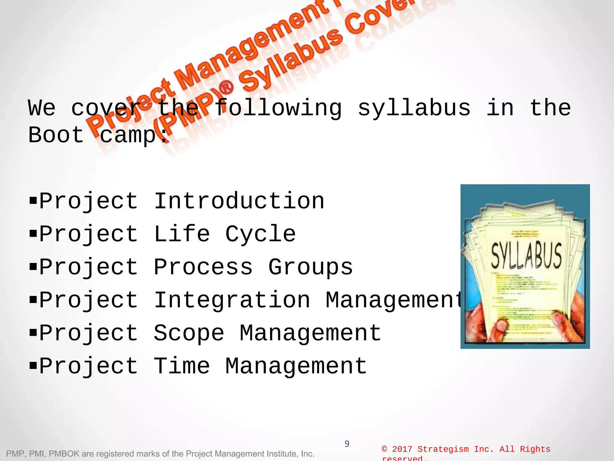 Pmp bootcamp structure2017 | PPT | Business | Business and Finance