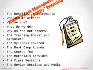 Pmp bootcamp structure2017 | PPT | Business | Business and Finance