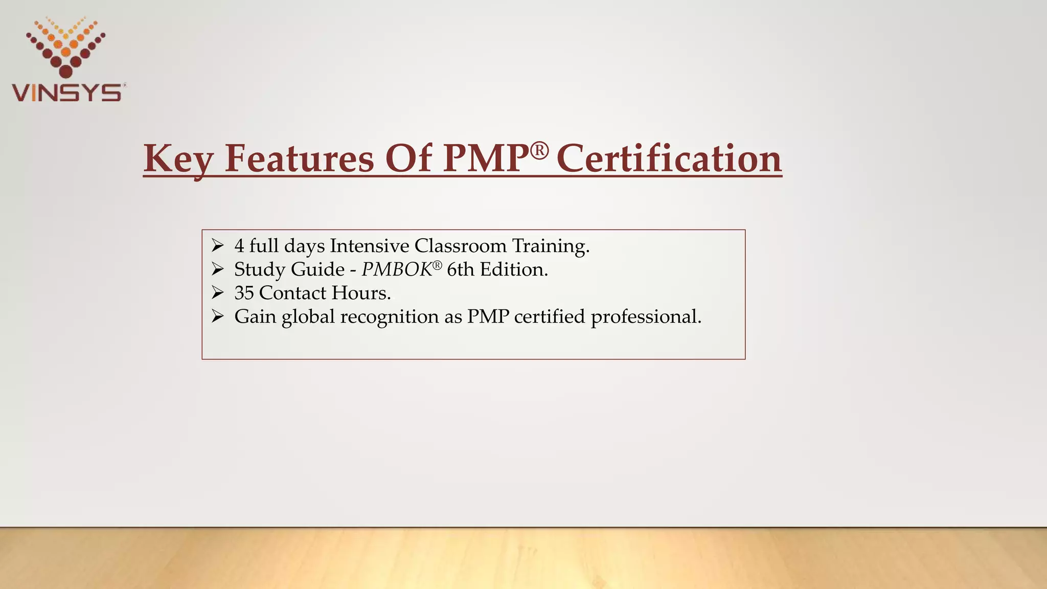 Pmp certification course bangalore vinsys | PPTX