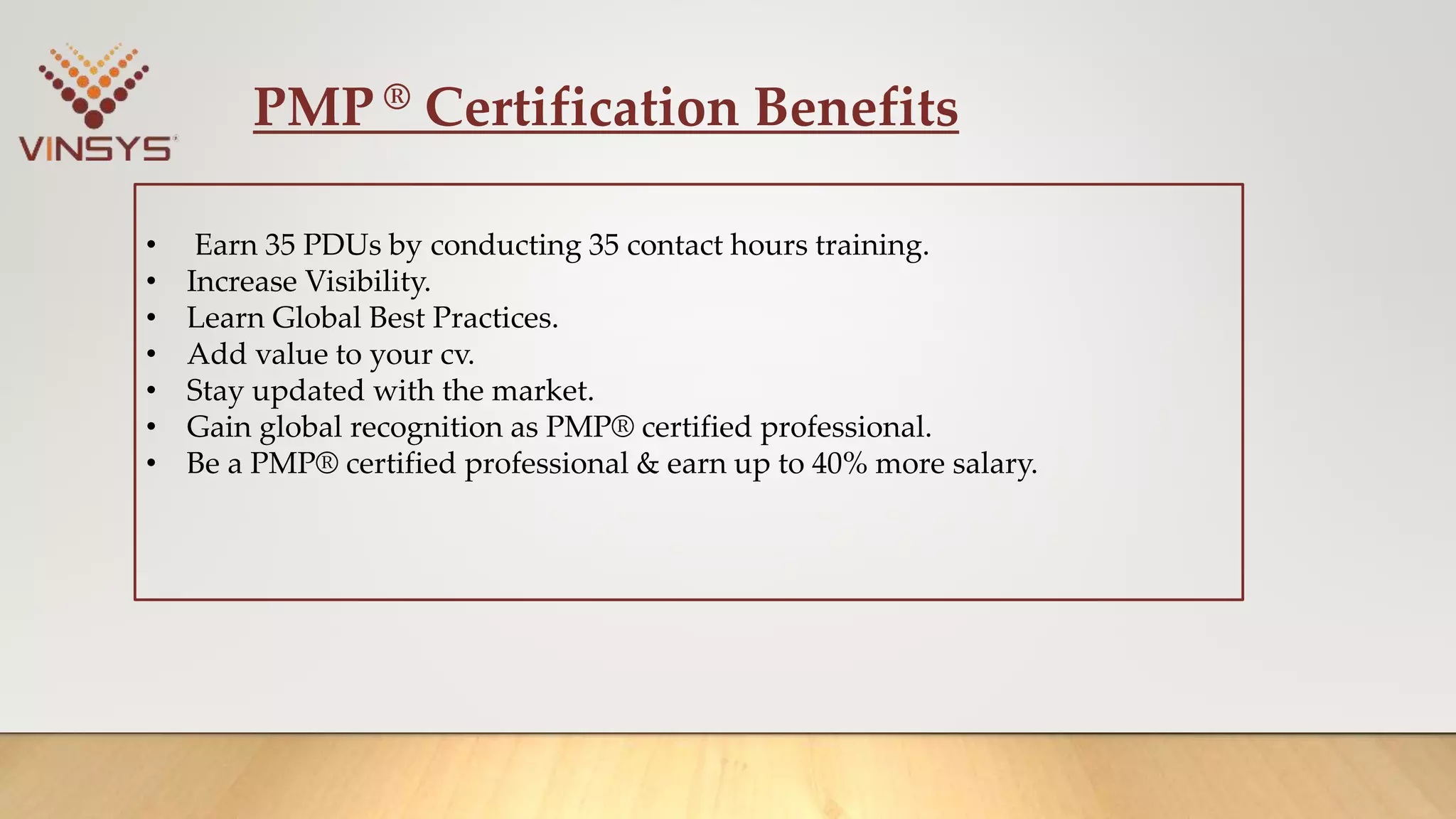 Pmp certification course bangalore vinsys | PPTX