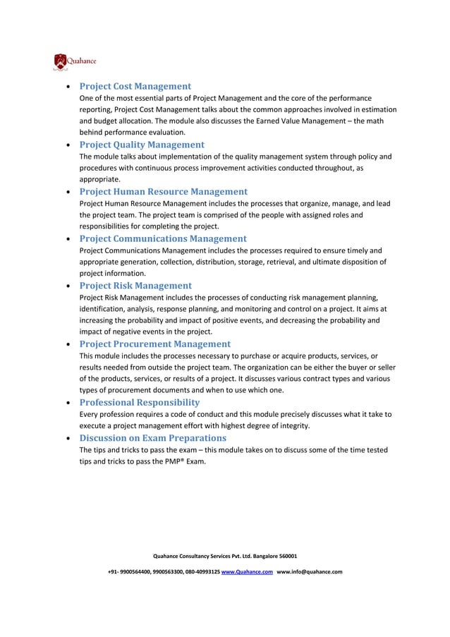 Pmp Course Outline | PDF | Business | Business and Finance