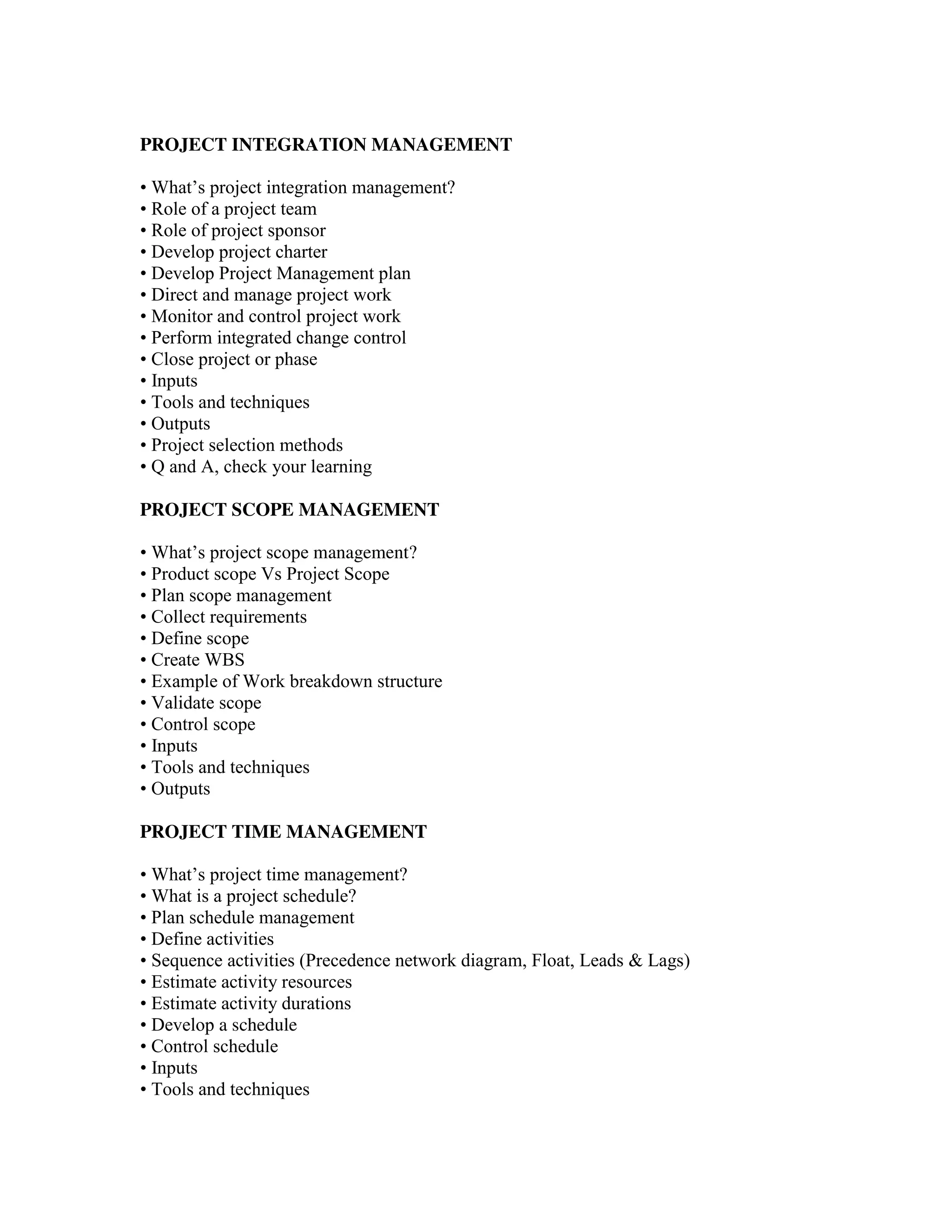 Eduvolks PMP Training - Course Outline | PDF