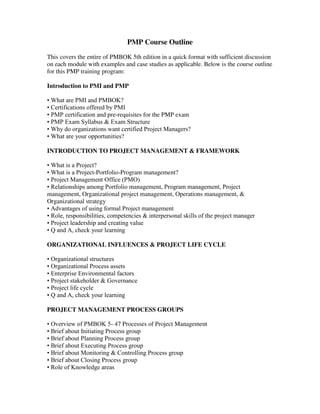 Eduvolks PMP Training - Course Outline | PDF