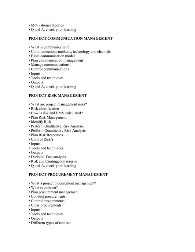 Eduvolks PMP Training - Course Outline | PDF