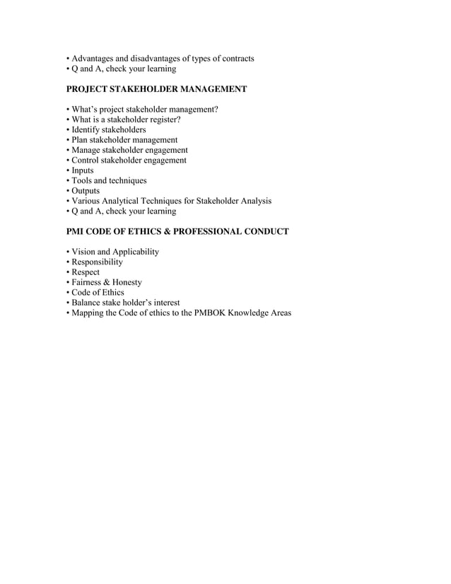 Eduvolks PMP Training - Course Outline | PDF