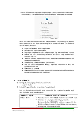 Pemrograman Mobile - (Pengenalan dan Instalasi Android) | PDF