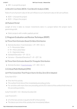 PMP Exam Formulas | PDF