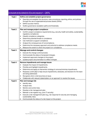 PMP Examination Content Outline | PDF