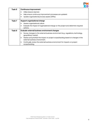 PMP Examination Content Outline | PDF