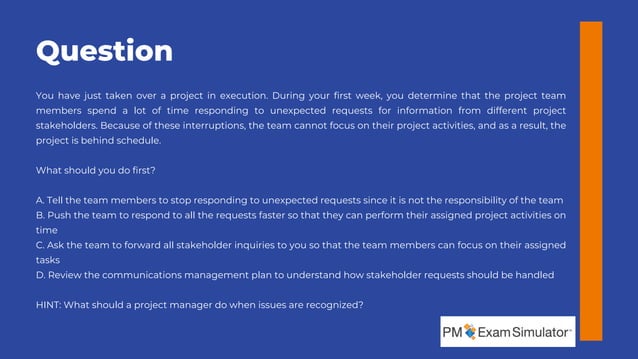 Free PMP Exam Sample Question of the week | PPT