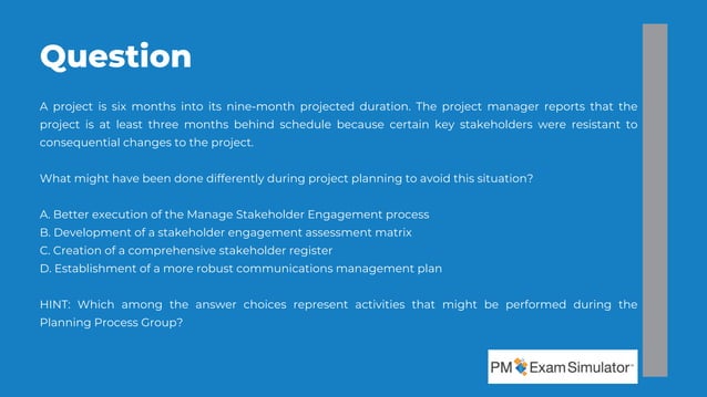 Free PMP Exam Sample Question of the Week | PDF