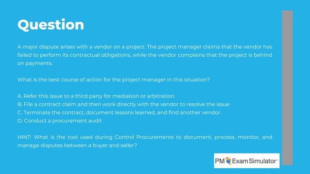 Free PMP Exam Sample Question | PPT