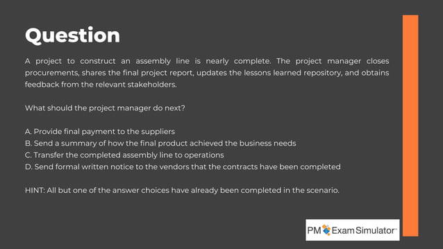 Free PMP Exam Sample Question | PPT