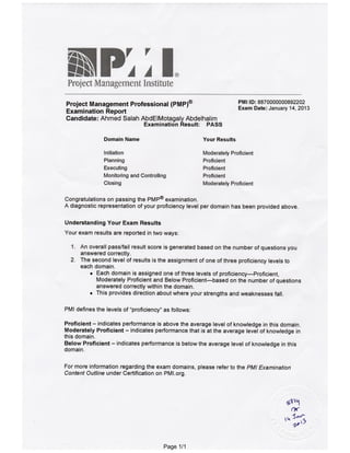 PMP Exam Result | PDF